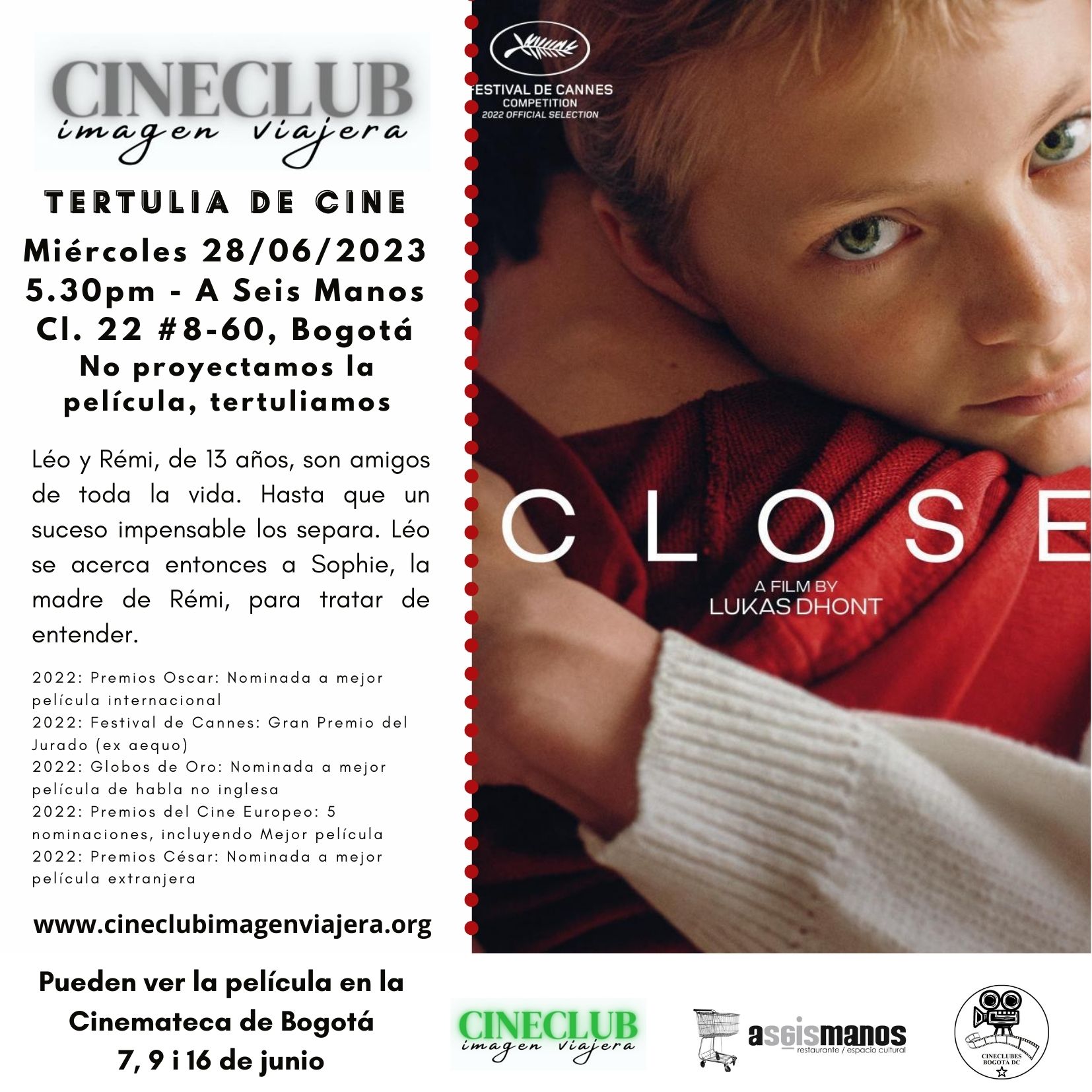 La tertulia de junio con «Close» – 23/06/2023 5,30pm - cineclub imagen viajera